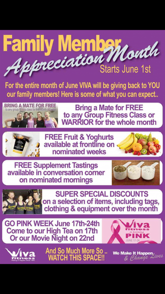 Free Group Fitness Classes - Member Appreciation Month - Viva Fitness
